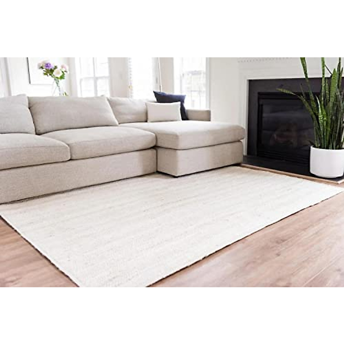 Avgari Creation RUG Jute Natural Hand Braided Rug Rectangle White Handmade Natural Fiber Area Carpet Kitchen, Hallway Rugs For Living-90x150 CM