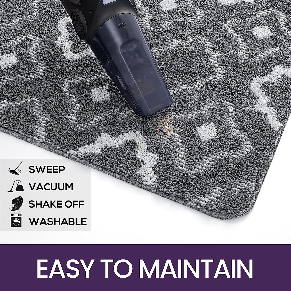 DEXI Door Mats Indoor, Absorbent Non Slip Front Door Rugs for Inside House, Low Profile Easy Clean Entrance Mat, 48"x32", Grey