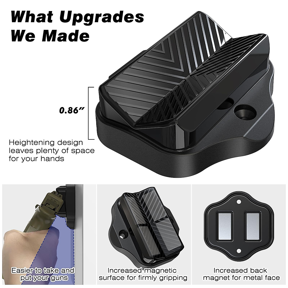 DINGDOON Double-Sided Gun Magnet Mount, Nondestructive Installation Magnetic Handgun Holster in Vehicle, Car, Cashier, Safe, Tactical Pistol Holder for Concealment Compatible with Revolver