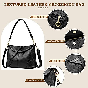 HUANLANG Crossbody purses for Women Trendy Designer Cross Body bag purses Ladies PU Leather Shoulder Bag Fashion Black Crossbody Handbags for Travel Holiday Office Daily Party Casual