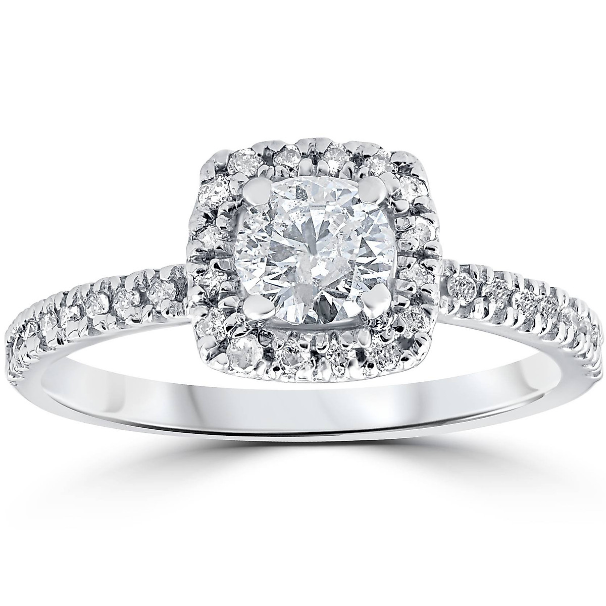 P3 POMPEII3 3/4ct Cushion Halo Diamond Engagement Ring 14K White Gold - Size 6