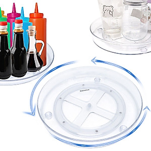 SWZHAI Lazy Susan Organizer 11 inches, Clear Turntable Acrylic Spice Rack for Cabinet Storage, Rotating Seasoning Organizer for Kitchen, Refrigerator, Pantry, Countertop, Table, Vanity, Bathroom
