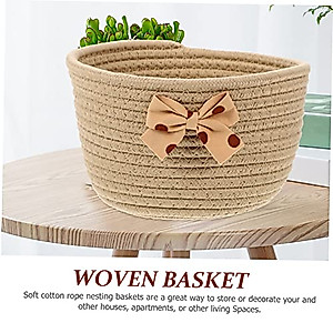 BESTOYARD 2pcs Cotton Rope Storage Basket Cotton Rope Organizer Woven Baskets for Storage Fabric Storage Cubes Rattan Round Waste Basket Rope Baskets for Storage Mini White Shelf Basket Baby