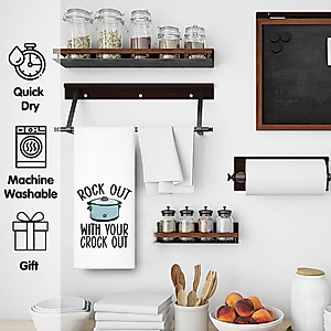RZHV Rock Out with Your Crock Out Kitchen Towel, Funny Pot Dish Towel Gift for Women Sisters Friends Mom Aunty Hostess Bake Lover, Housewarming New Home