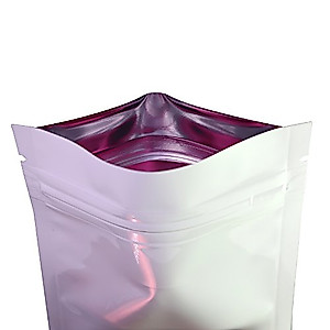 QQ Studio 100x Premium Smell Proof Food Safe Double-Sided Color Mylar Foil Flat Heat Sealable Sample Ziplock Bag 7.5x10cm (3x4") (White)