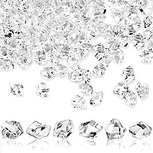 UPlama 600PCS Fake Crushed Ice Rocks, Acrylic Diamond Crystals Fake Diamonds Plastic Clear Ice Cubes Diamond Table Scatters Acrylic Gems for Vase Fillers Home Decoration Wedding Birthday (White)