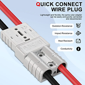 ELECTOP 10AWG Solar Panel Connector Cable, Compatible with Solar Connecter and 50A/600V Ads Port Adapter Solar Connector Cable for Solar Generator Inverter Battery Pack Charger Kit