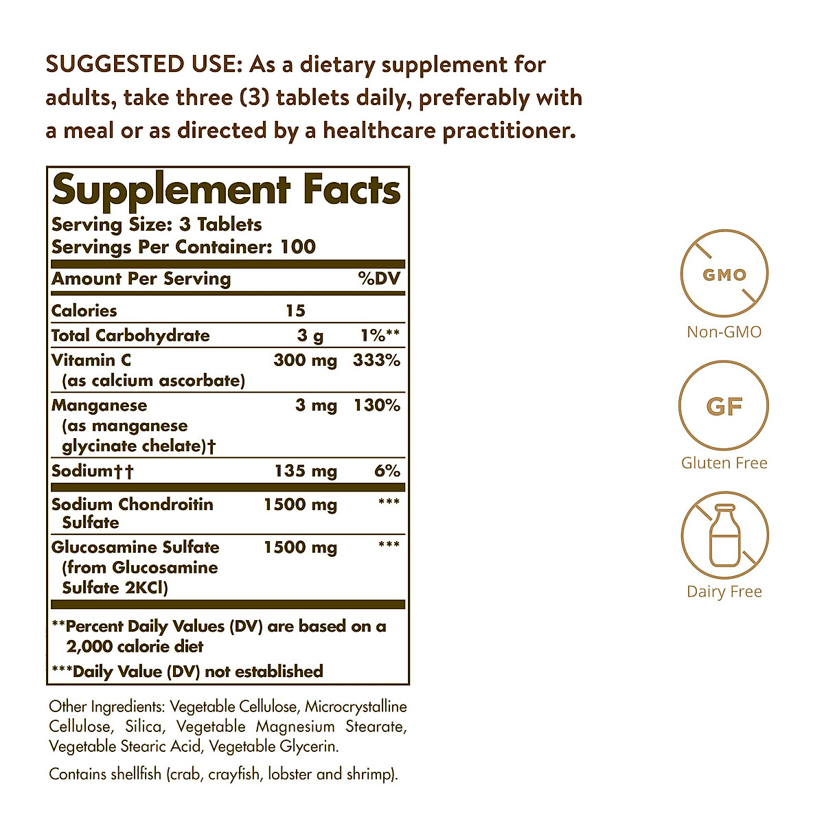 Solgar, Extra Strength Glucosamine Chondroitin Complex 300 Tablets