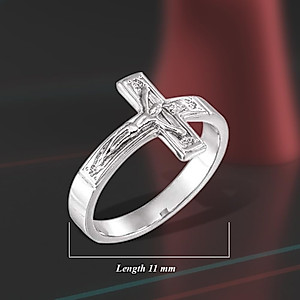 Diamond2Deal 925 Sterling Silver Crucifix Cross Ring Size 8