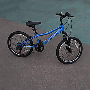 Petimini 20 Inch Kids Mountain Bike for Boys Bike 5 6 7 8 9 Years Old Youth Bicycle White Blue