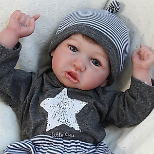 ZIQUE 20 Inch Lifelike Reborn Baby Doll, Realistic Baby Doll Weighted Newborn with Soft Cloth Body, Poseable Full Vinyl Limbs, Real Life Baby Boy Complete Gift Set for Children and Collectors