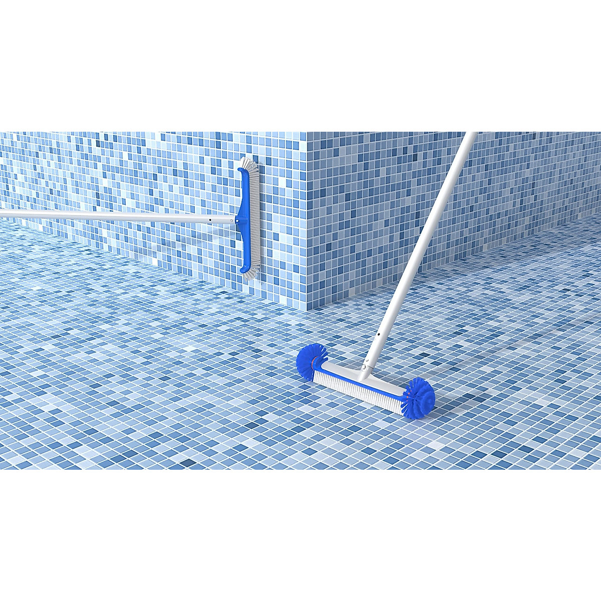 Cheerclean Pool Brush, Hemispherical Bristles, Pool Cleaning Brush Head, Pool Wall Brush with Aluminum Handle Pool Brushes for Cleaning Pool Walls