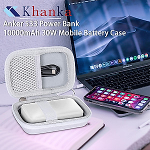 khanka Hard Travel Case for Anker 3-in-1 Fast Charging Charger with Built-In USB-C Cable/Anker 533 Power Bank/Anker Nano Power Bank,10000mAh Portable Charger (PD 30W max. Leistung),Case Only（White）