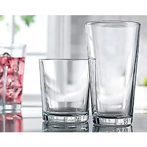 Glaver's Drinking Glasses Set of 8 Mixed Glassware Set, 4 Highballs 17 Oz., 4 Whiskey Glasses 13 Oz., Great For Cocktail Whisky and other Beverages. Dishwasher Safe.