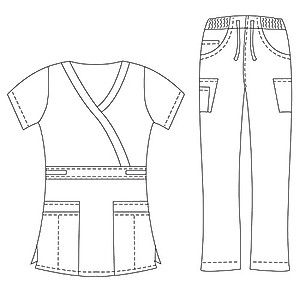 Medical Uniform Women's Scrubs Set Stretch Contrast Pocket Ceil Blue M