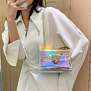 Buddy 2 in 1 Handbag Women Transparent Tote Shoulder Bag Jelly Crossbody Bag Chain Purse