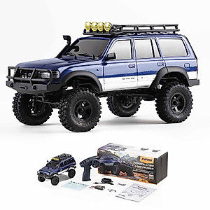 EAZYRC FMS Fcx18 1/18 Land Cruiser 80 Toyota RC Rock Crawler RTR 4x4 Off-Road Waterproof Hobby Grade RC Trucks All Terrains for Adults with 2.4Ghz Radio,Battery (Blue)