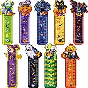 108 Pieces Halloween Bookmark Rulers for Kids Students Ghost Pumpkin Cartoon Animal Halloween Theme Pattern Prints Page Markers for Trick or Treat Prizes Classroom Rewards Holiday Party Decorations