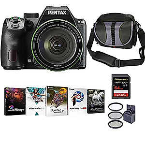 Pentax K-70 DSLR with SMC DA 18-135mm f/3.5-5.6 ED AL CD WR Lens, Black Bundle with Corel PC Photo Editing Software, Bag, 64GB SD Card, Filter Kit