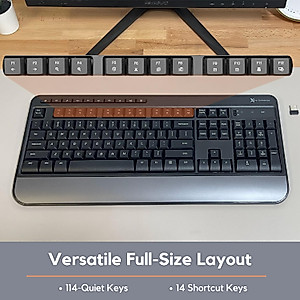 X9 Multimedia USB Wireless Keyboard - Take Control of Your Media - Full-Size Ergonomic Computer Keyboard Wireless with Wrist Rest - Cordless Keyboard for Laptop PC and Chrome
