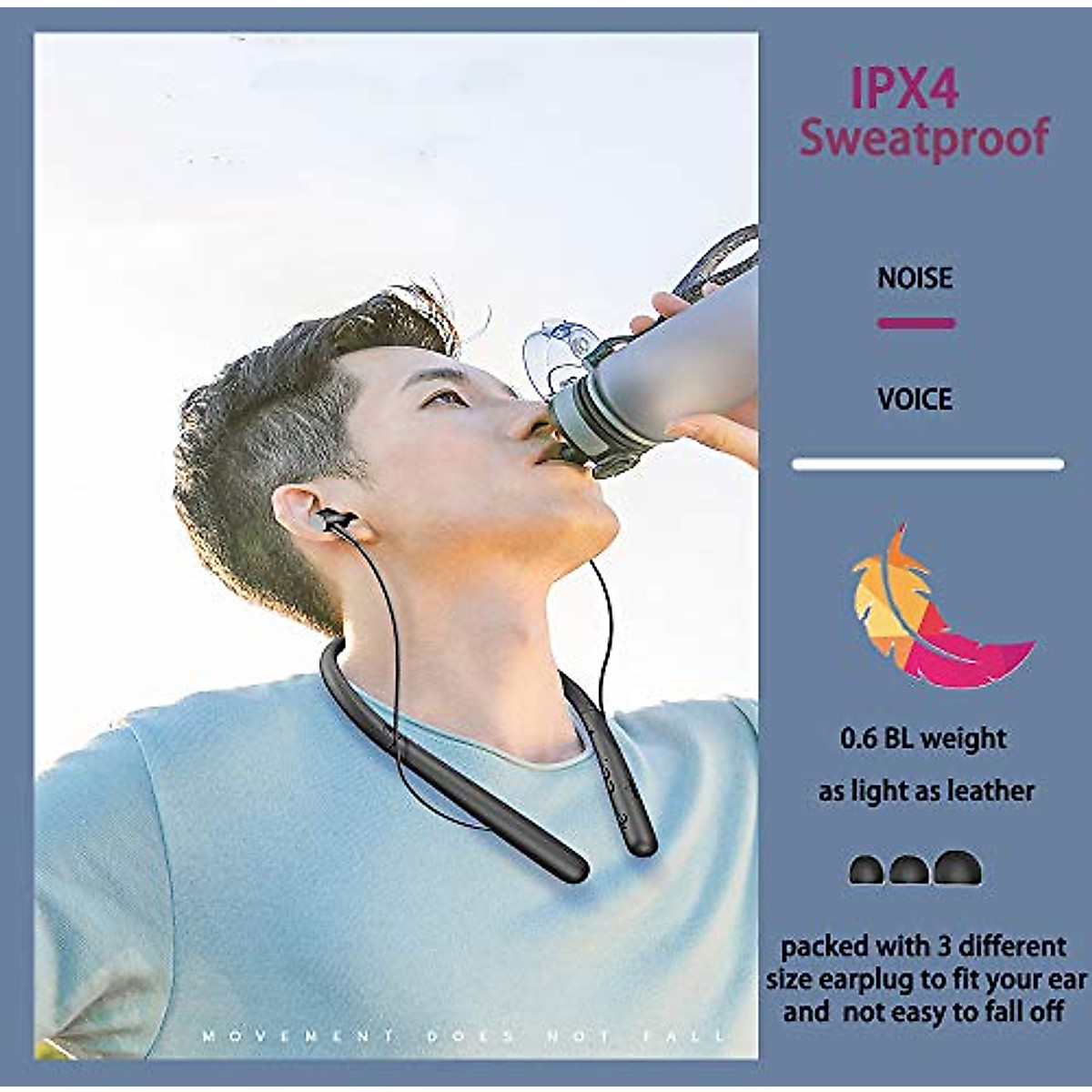 Bluetooth Headphones Wireless Neckband Bluetooth 5.0 Headset with 20 H Playtime, 10 mm Drivers, Magnetic Earbuds, Crystal-Clear Voice and Noise Cancelling Mic, Sweatproof and Lightweight (Black)