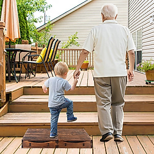 Triceratops Wooden Platform Step Stool for Adults and Kids, Heavy Duty Pine Wood High Riser Step Stool, Wooden Mobility Stepping Stools for Handicap, Bed, Bathroom, Garden, Holds up to 500Lbs