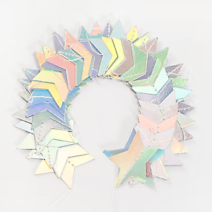 Iridescent Disco-Holographic Party-Decorations Christmas Garland - 51Ft Neno 3D Star Streamers Hanging Banner,Wedding Birthday Bachelorette Baby Bridal Shower Engagement Valentines Day Decor Hugtmr