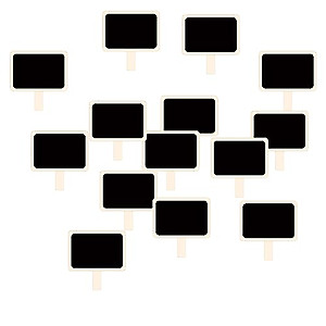 KADBLE Mini Wood Chalkboard Blackboard Clips Message Board Tag Photo Price Signs for Memo,Note Taking,Food Label,Wedding Table Number Place Card, Set of 30 (Rectangle Shape)