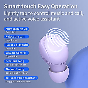 Hiteblaz Wireless Earbuds Bluetooth Headphones with Mic, Lightweight Small Buds, Premium Sound Quality, Mini Case Waterproof Earphones for Commute, Sport(Purple)