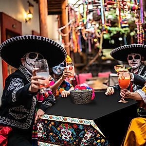 1 Pieces Day of the Dead Party Plastic Tablecloth 54 x 87 Inch Colorful Skull Long Rectangular Table Cover for Buffet, Fiesta Flowers Party Holiday Dinner, Picnic Tablecloth for Kitchen Event Use