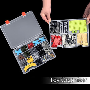 DUOFIRE Two Layers Compartment Organizer Box Plastic Organizer Box Plastic Jewelry Organizer Box Craft Storage Containers Storage Box for Accessories, Cosmetic, Toy, Jewelry Beads, Tapes (5+18 Grids)