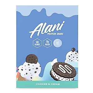 Alani Nu Protein Shake, Ready to Drink, Naturally Flavored, Gluten Free, Only 140 Calories with 20g Protein per 12 Fl Oz bottle (Cookies & Cream, 4 Pack), Number Of Items 1
