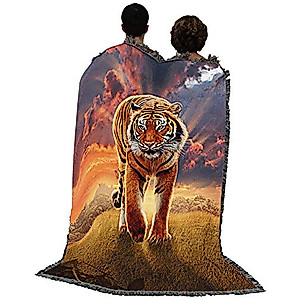 Pure Country Weavers Rising Tiger Blanket by Vincent HIE - Gift Tapestry Throw Woven from Cotton - Made in The USA (72x54)