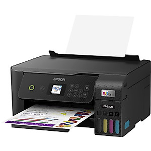 Epson EcoTank ET-2800 All-in-One Wireless Inkjet Color Printer, Print&Copy&Scan, 1200x2400 dpi, 1.44" Color LCD Display, Cartridge-Free, Photo Printing, Wi-Fi, Black, with Lanbertent Printer Cable