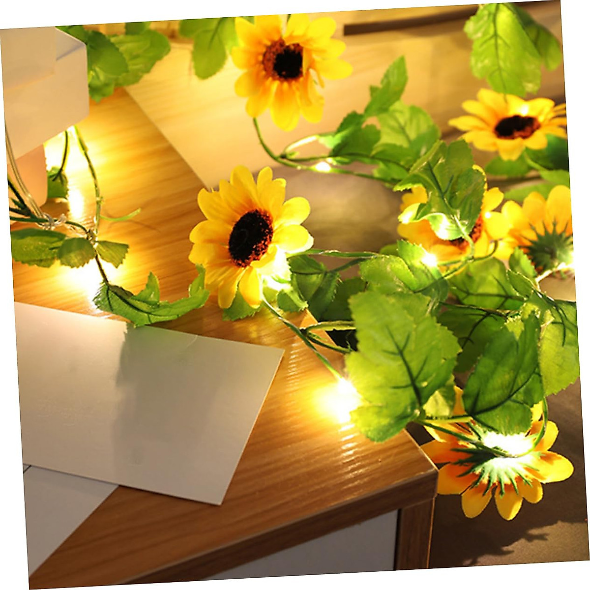 Abaodam 2 Pcs Sunflower Lighting Chain Sunflower Wreath Sunflower Outdoor Decor Sunflower Decor Led Artificial Sunflower Garland Flower Strip Light Sunflower Fairy Light Festival Ornaments