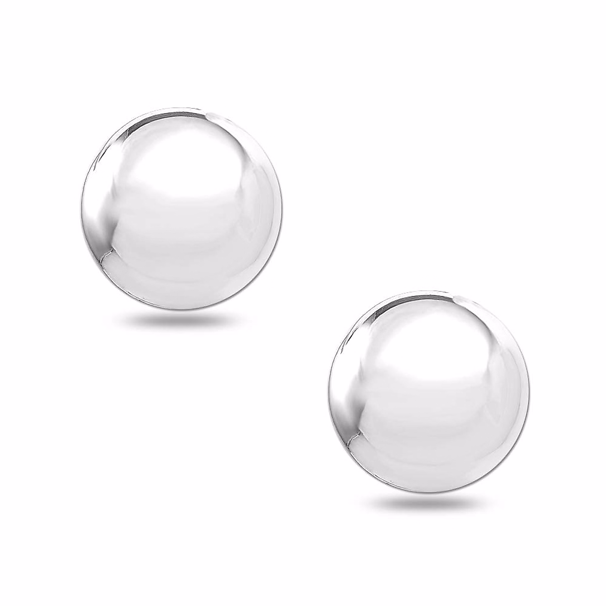 LeCalla 925 Sterling Silver Omega Back Earrings Jewelry Large Italian Design Round Dome Button Omega-Clip Back Stud Earring for Women 16 MM