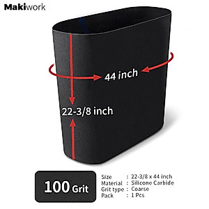 100 Grit Drum Sander Feed Belt Conveyor - Compatible With JET JWDS-2244 Drum Sander - Silicone Carbide Feed Belt Conveyor, 22-3/8" x 44"