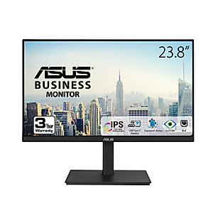 ASUS 23.8” 1080P Docking Monitor (VA24ECPSN) - Full HD, IPS, 75Hz, Adaptive-Sync, Speakers, Eye Care, Low Blue Light, Flicker Free, USB-C, RJ45, HDMI, Frameless, Height Adjustment, VESA Wall Mountable