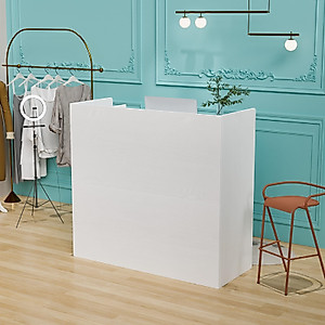 OmySalon Modern Reception Desk, Front Desk Counter with Lockable Drawers and Moveable Shelves, Receptionist Desk Retail Checkout, for Lobby Beauty Salon Office, White (47.2”W x 18.9”D x 43.7”H)