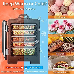 COSTWAY End-Loading Insulated Food Pan Carrier, for 5 Full-Size Pan, 81 Quart Capacity, Food-grade LLDPE Material, Portable Food Warmer with Fastener, Ideal for Canteen and Restaurant Use