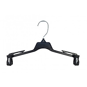 NAHANCO 8212 Plastic Hangers, Intimate Apparel with Clips, 12", Black (Pack of 200)