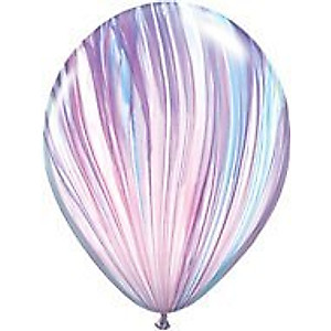 PURPLE Light Blue Purple PINK (6) SWIRL TIE DYE Hippie 60s Agate Latex Balloons by LGP