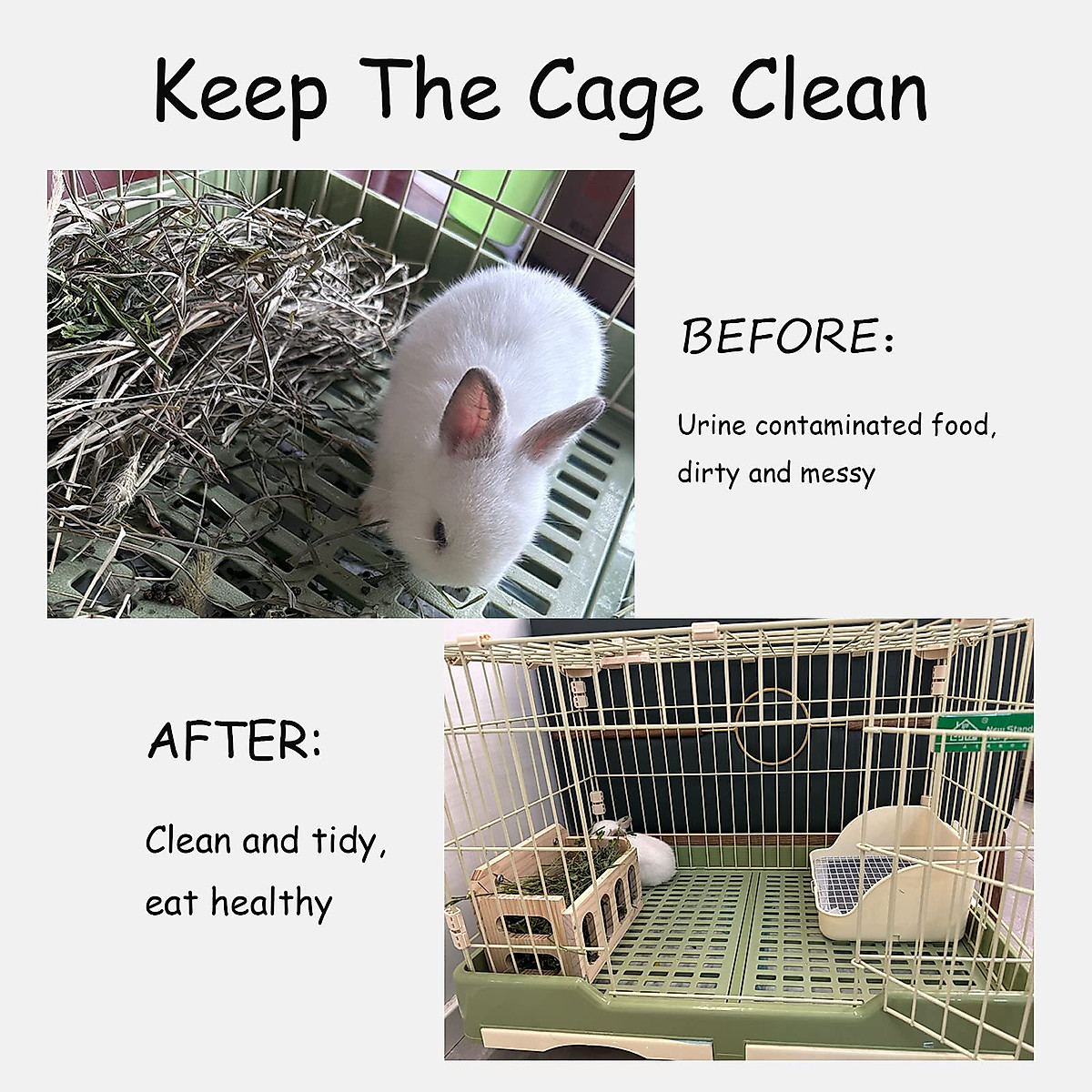 WEWAYKGJ Rabbit Hay Feeder Wooden Hay Rack Guinea Pig Hay Holder Less Wasted Hanging Hay Feeder for Bunny Chinchillas Guinea Pig Small Animal Supplies