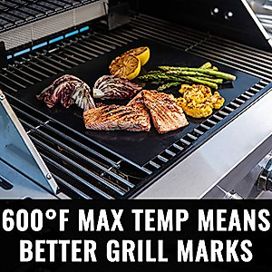 Grillaholics BBQ Grill Mat Heavy - 600 Degree Max Temperature Grilling Sheets - Set of 2 Grill Mats Non Stick - Lifetime Manufacturer Warranty