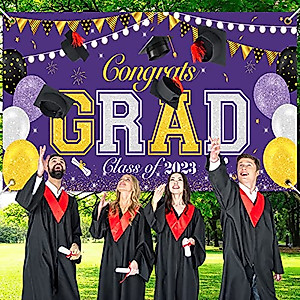 Aigybobo 2023 Graduation Party Decorations -78.7"x40" Graduation Banner, Class of 2023 Graduation Decorations Party Supplies, Gongrats Grad Photo Booth Props for Home Indoor & Outdoor (Purple)