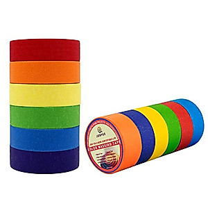 Colored Masking ,Painters Tape for Arts & Crafts, Labeling or Coding - Art Supplies for Kids - 6 Different Color Rolls -1 Inch x 13 Yards (2.4cm X 12m)