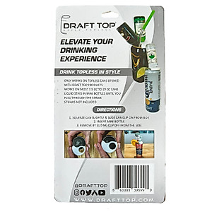 Draft Top Can Clips - Topless Can Clip for Mini-Bottles - Clip & Sip Bar Tool for Topless Cans, Mixer Tool, Barware Fits 12 oz to 19 oz Cans