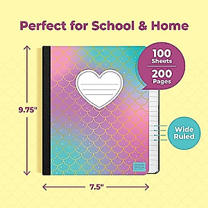 ScribbleMate Cute Composition Notebook Wide Ruled, Set of 3 Composition Notebpooks for Kids, Wide Ruled Composition Notebook for Boys and Girls. 100 pages 200 sheets. 9.75” x 7.5”