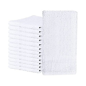 Pearl Linens Economy Cotton Washcloth Bulk Pack- Use as Gym Towels, Hand Towels, Pet Towels, Kitchen Towels, Dishcloth Sets, Pack of 12, Soft, Highly Absorbent, 400 GSM, 12 x 12 Inches