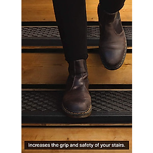 FINEHOUS Rubber Stair Treads Non-Slip Outdoor 48"x10" (4-Pack) – Anti-Slip Step Mat with Nosing